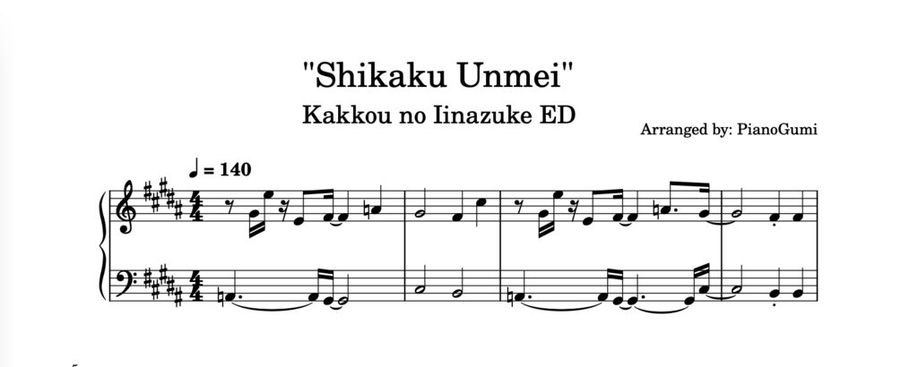 Kakkou no Iinazuke ED - "Shikaku Unmei" - EASY Piano Sheet Music