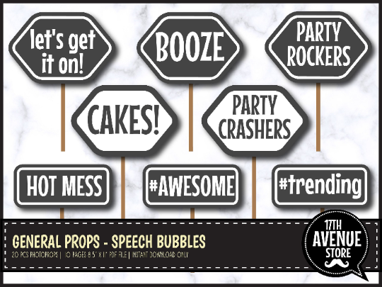 Speech Bubble Props for any Occasion (Gray)