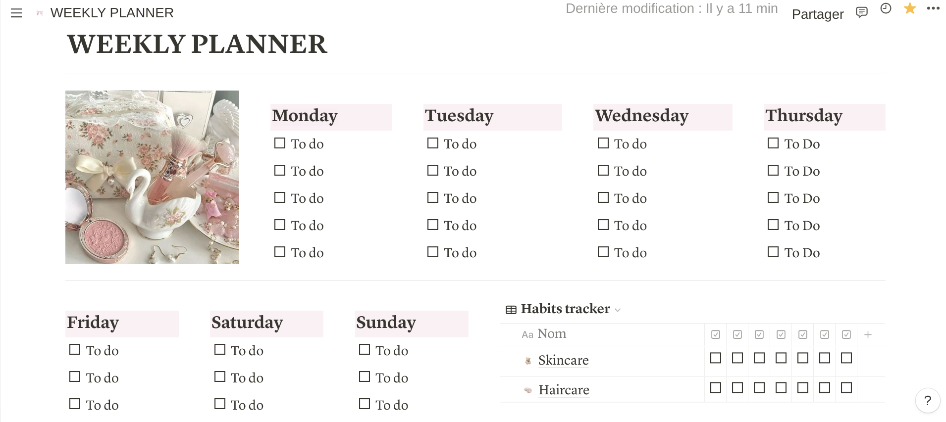 Coquette Aesthetic Notion Template