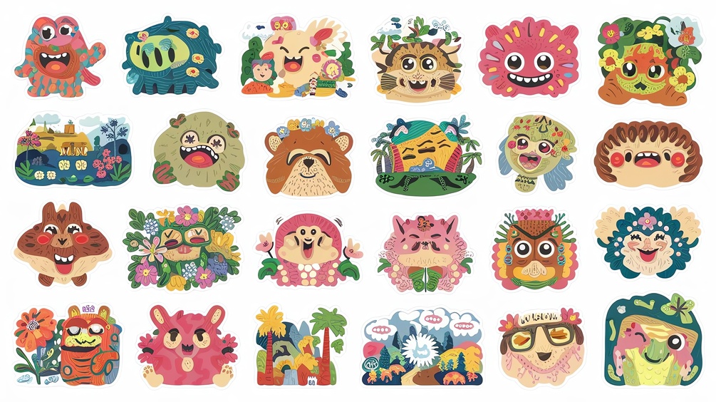 500 Animals, plants, flowers, and landscapes stickers bundle