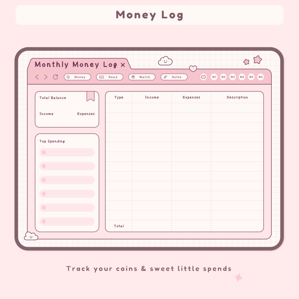Undated Digital Planner | Monthly, Weekly, Daily | Strawberry Fluffy Ice