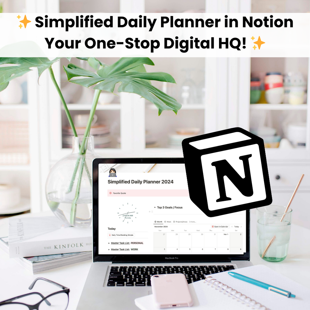 Simplified Daily Planner in Notion – Your One-Stop Digital HQ! ...– With Holiday Bonuses! 🎉