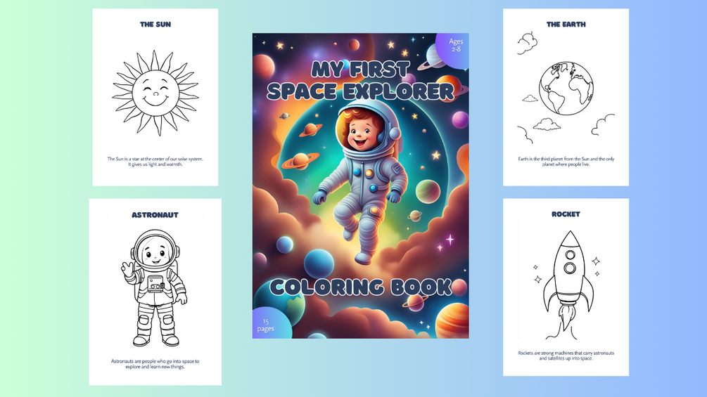 15-Page Space Explorer Coloring Book
