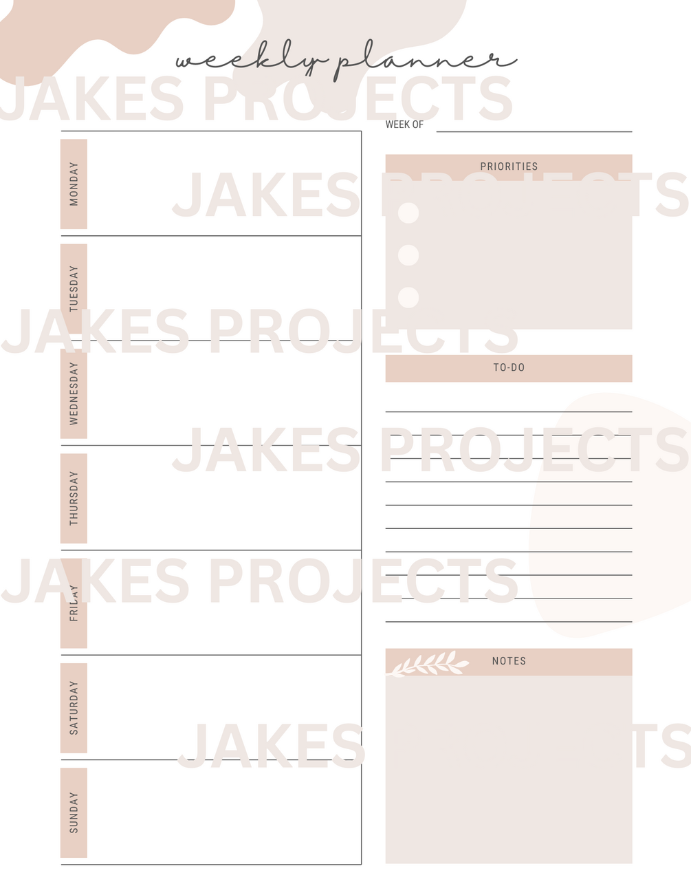 Clean & Simple Weekly Planner Template