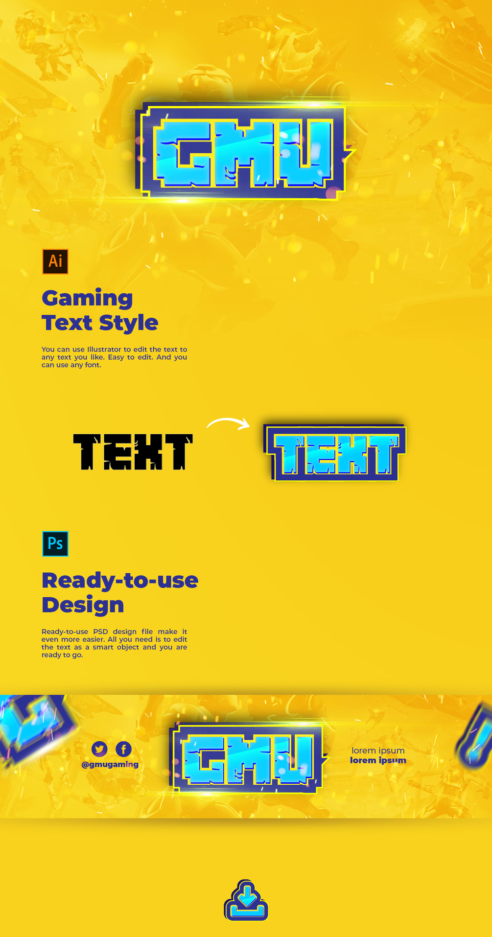 GMU: Gaming Text Style with Ready-to-use design
