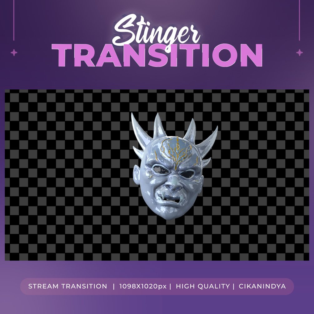 Animated Stinger Transition Spiked Demon Mask | Bold & Intense Overlay ...
