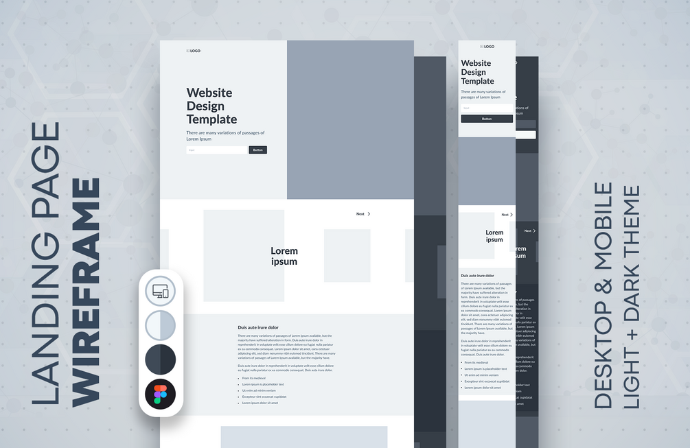 Landing Page Wireframe #78 (Light and Dark theme)