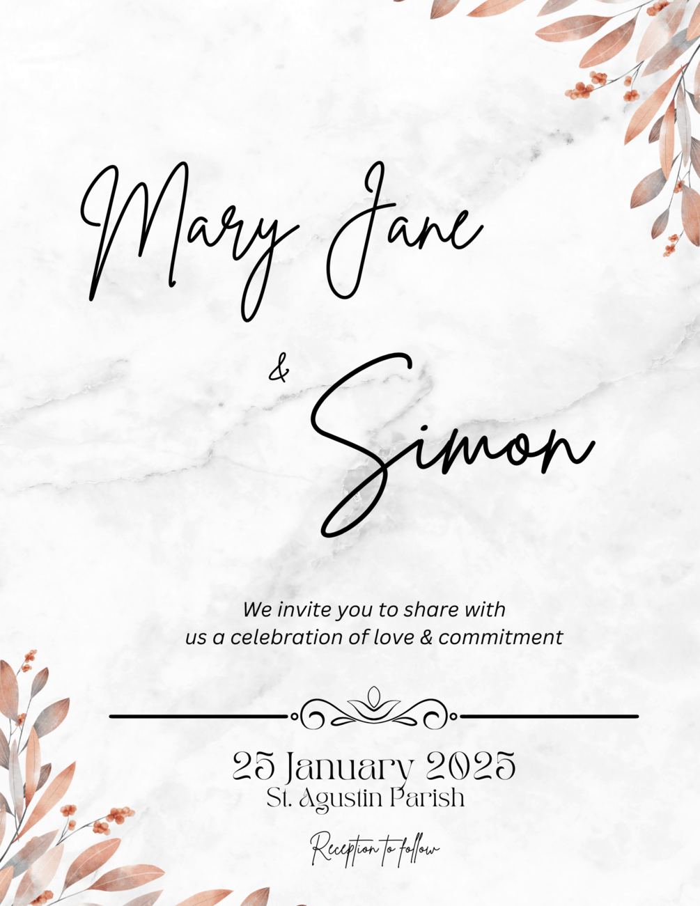 Editable Wedding Invitation Canva Template