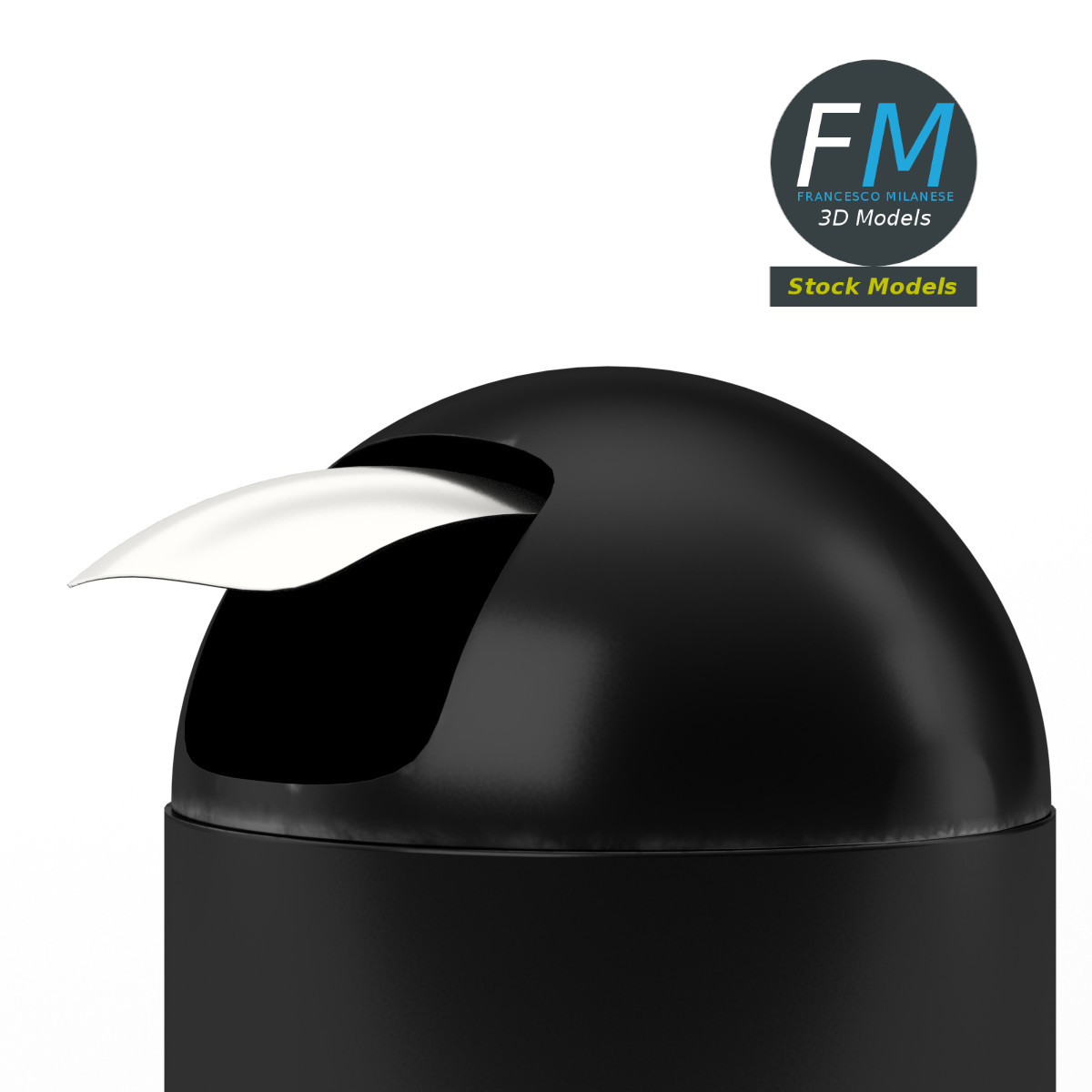 3D MODEL - Round top trash bin