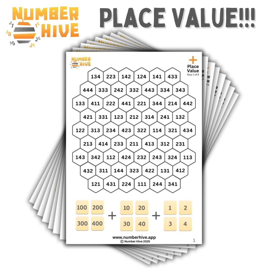 Number Hive Printable Game Boards - PLACE VALUE PACKAGE