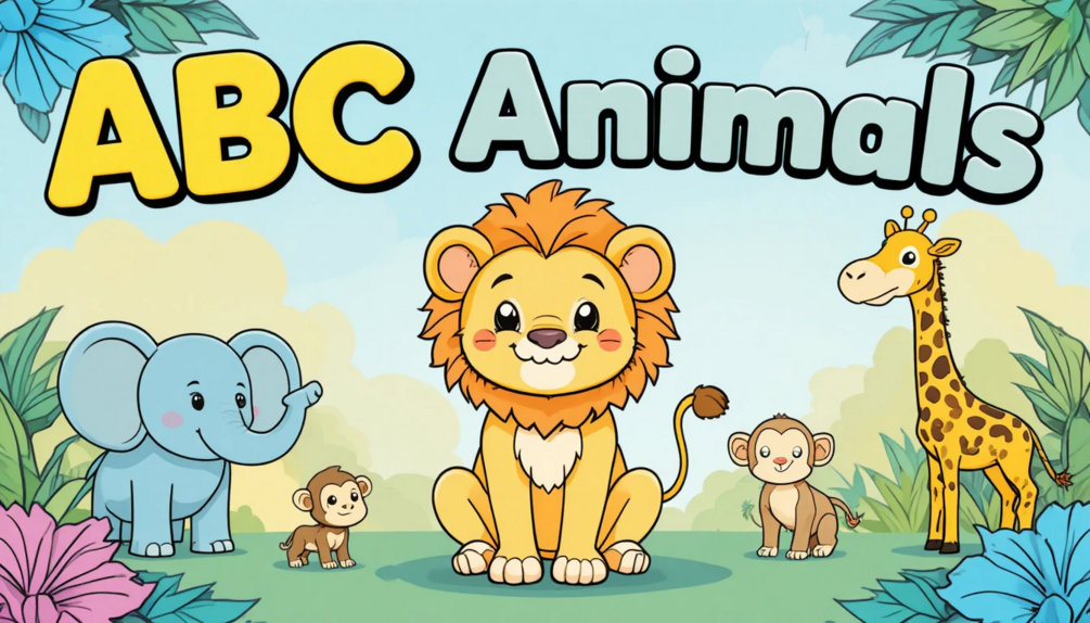 Cute Jungle Animals ABC Coloring Book for Kids Ages 2–6