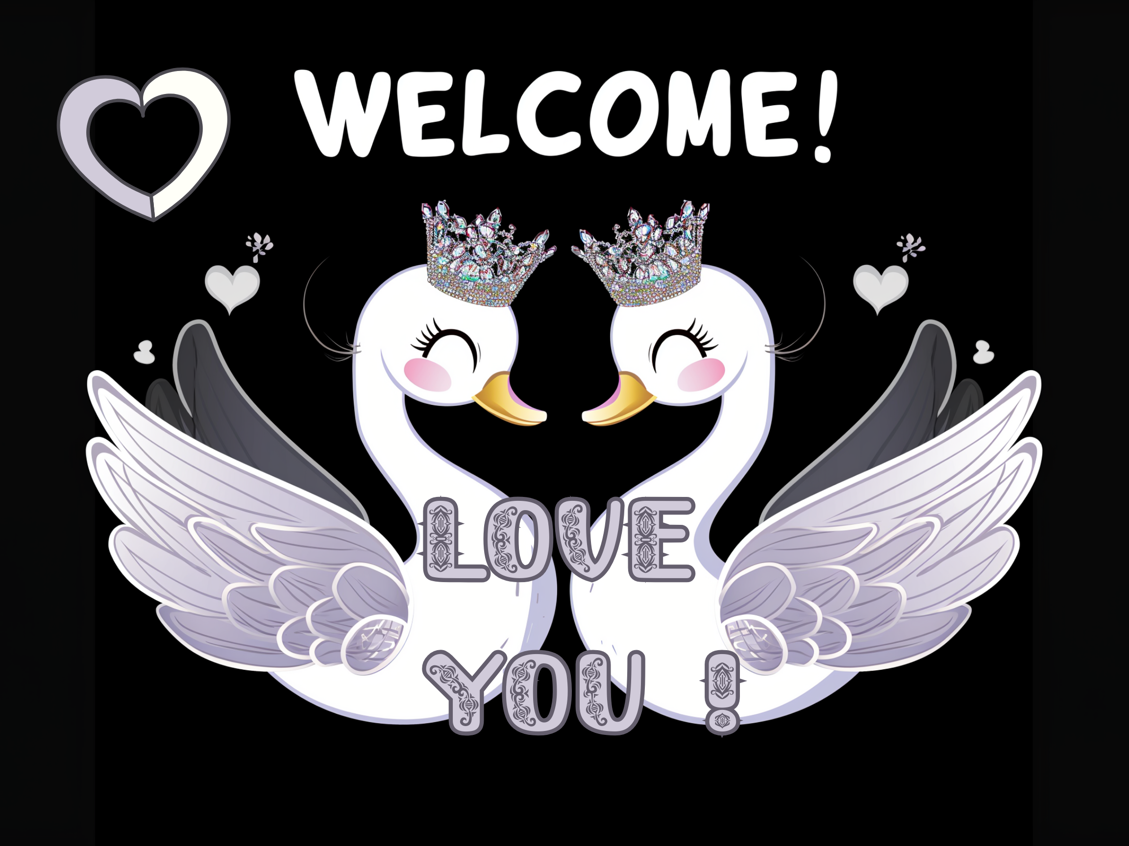 Royal Swan Chicks: Adorable Chibi Illustration with Platinum Crowns