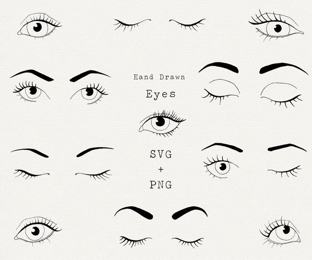 Eyes SVG, Eye SVG, Hand Drawn Eye Line Art Clipart, Beautiful Eyes ...