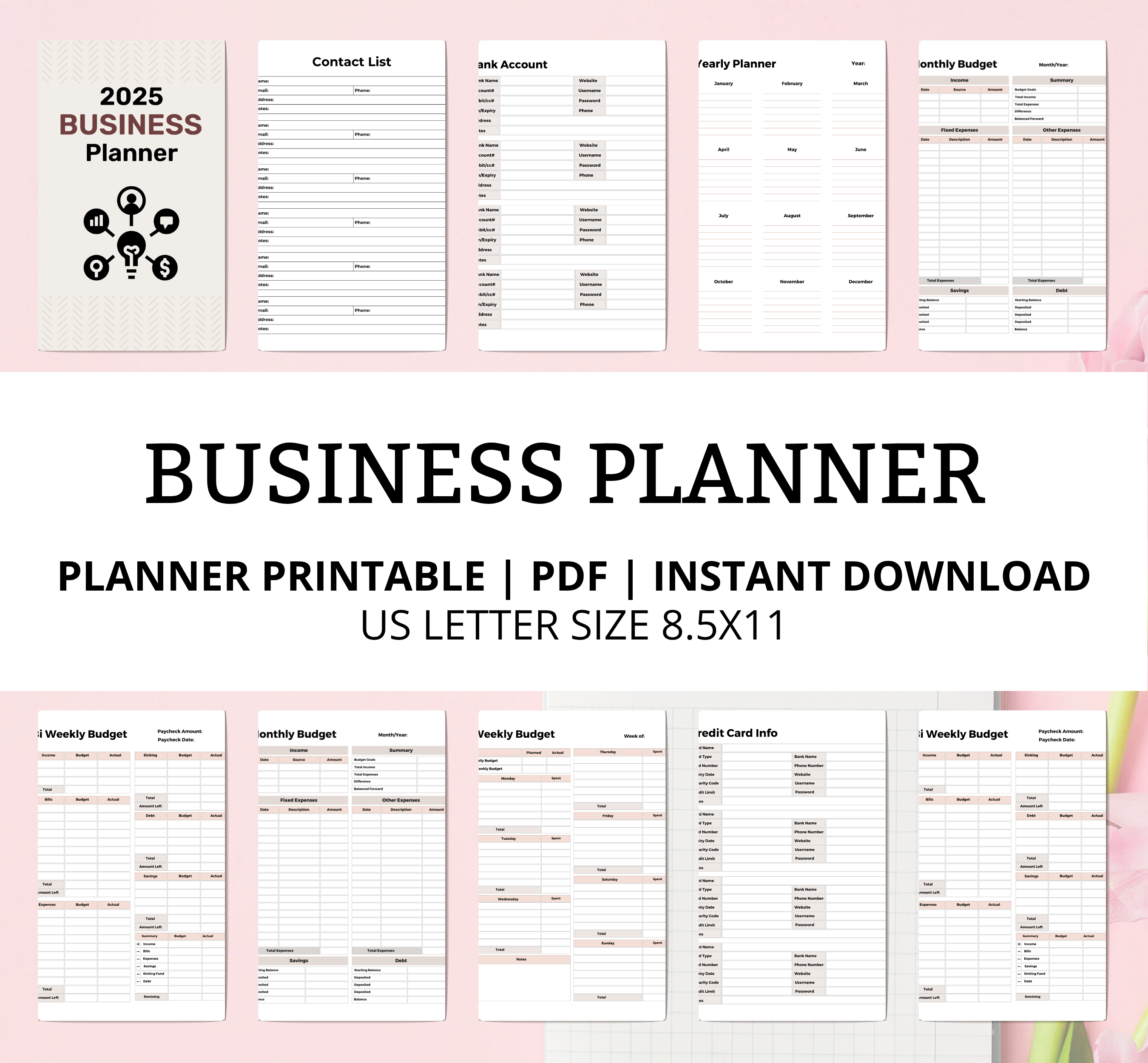 Business Planner | Printable & Digital | Goal Setting, Finances ...