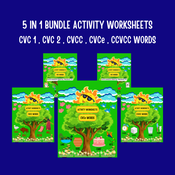 5 IN 1 BUNDLE WORDS ACTIVITY WORKSHEETS /cvc,cvcc,cvce,ccvcc ...