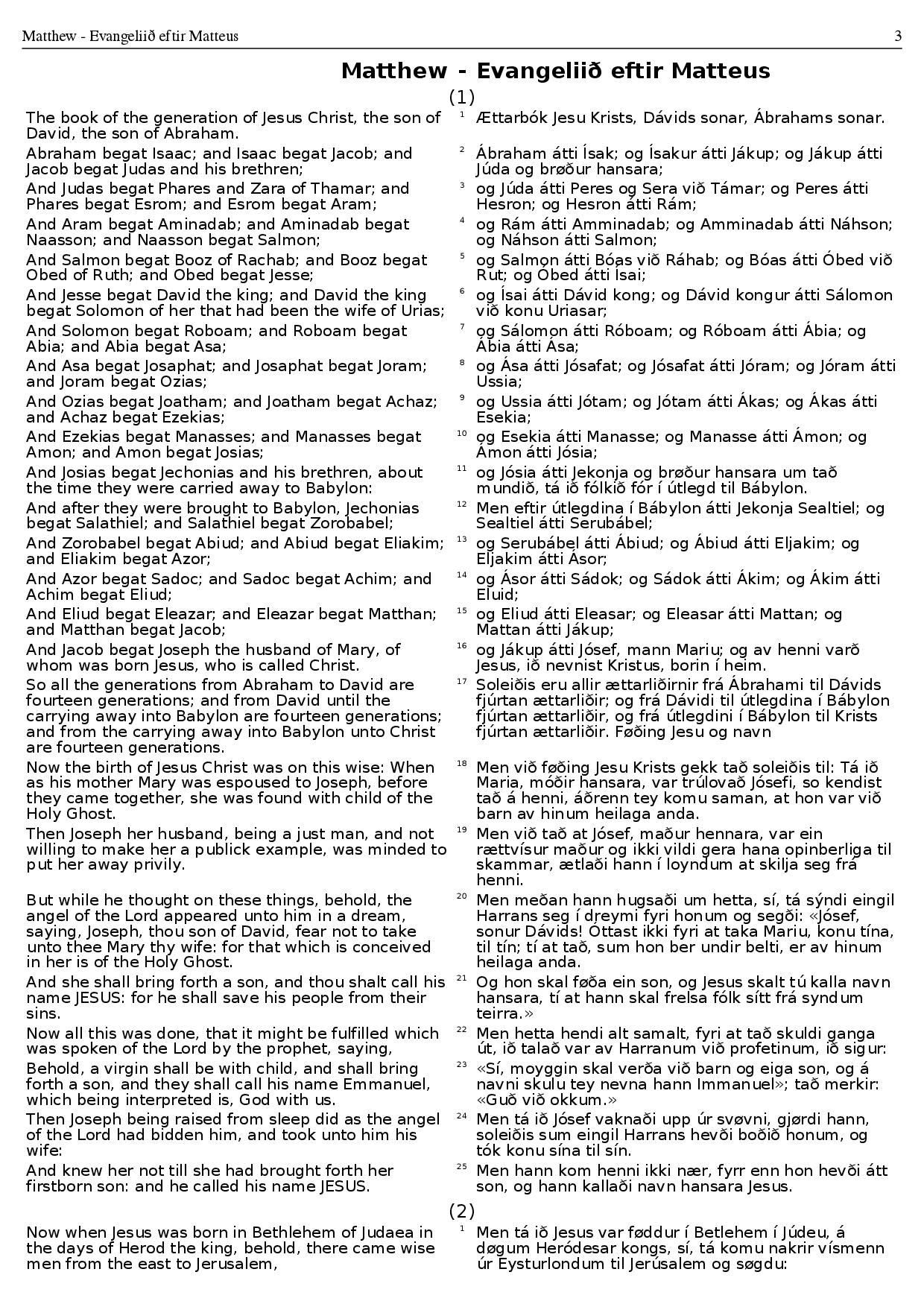 [PDF] New Testament: English - Faroese parallel text