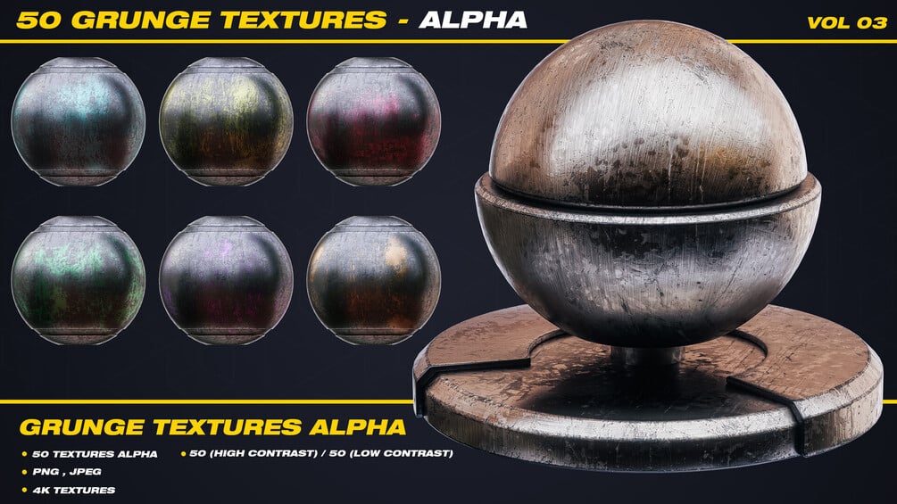 50 Grunge Textures - Alpha - Vol 03