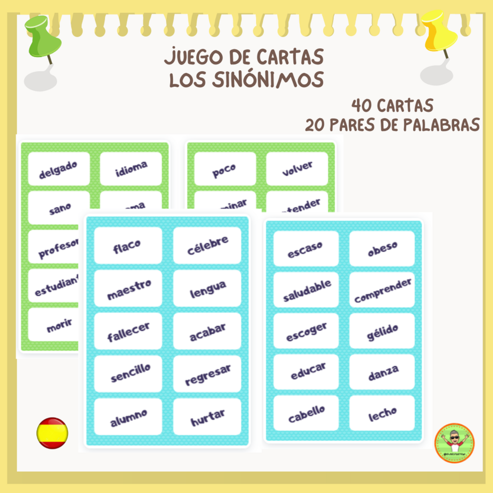 LOS SINÓNIMOS. JUEGO DE CARTAS