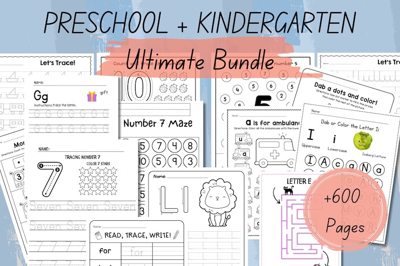 Preschool Pre-K + Kindergarten Learning Bundle | +1000 Pages