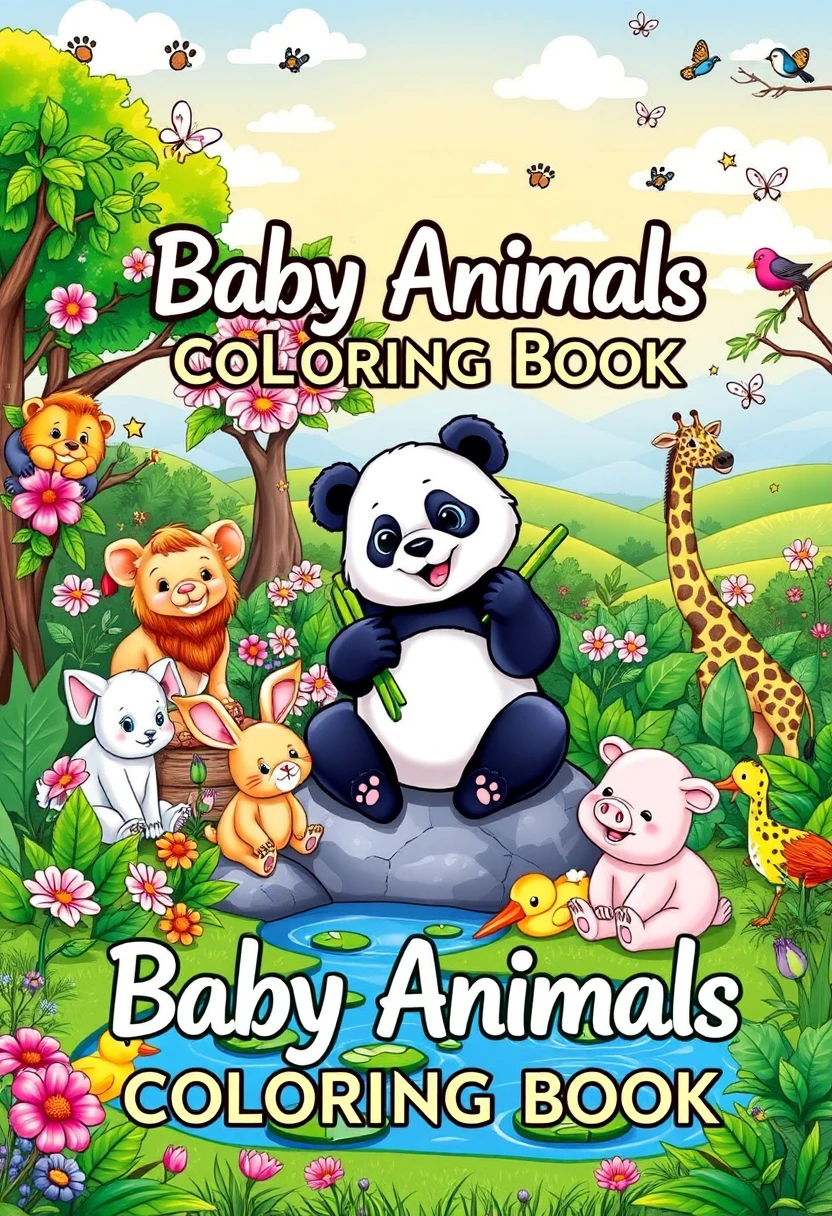 Baby Animals, Mini Coloring Book