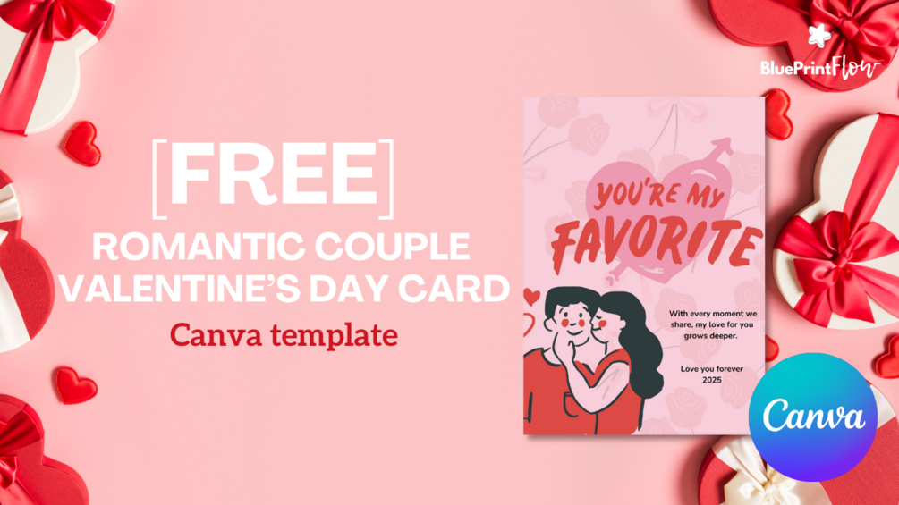 [FREE] Love Couple Happy Valentine's Day Card Printable Canva Template