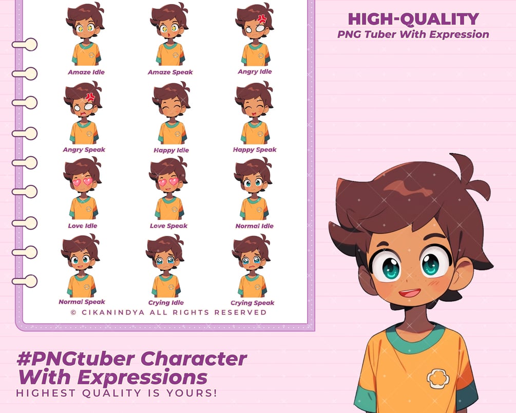 PNG Tuber | Dynamic Stream Star Brown Hair Boy PNG Tuber Assets | Free ...