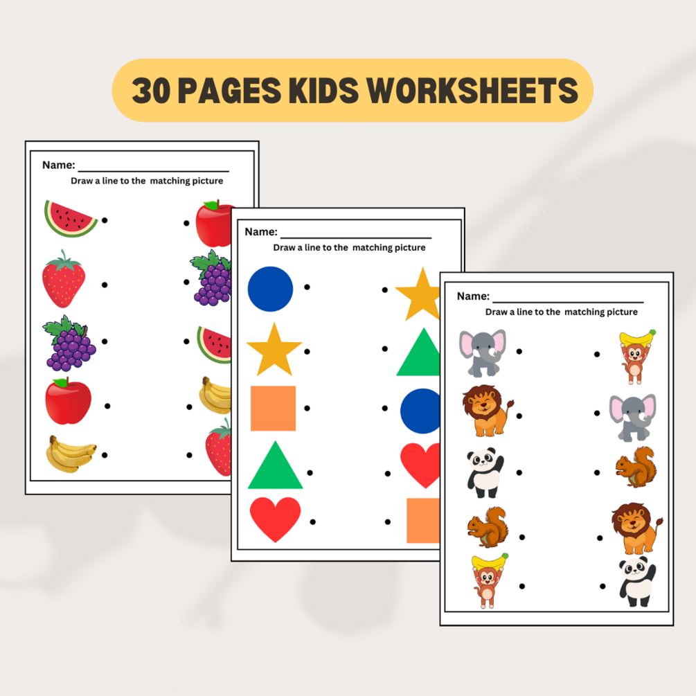 Printable Match the Picture Worksheets, Activity Sheets, Busy Book for ...