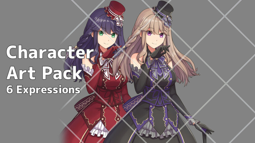 Anime Character Art Pack: 2338-colorA/B - 6 Expressions | Image: Woman ...