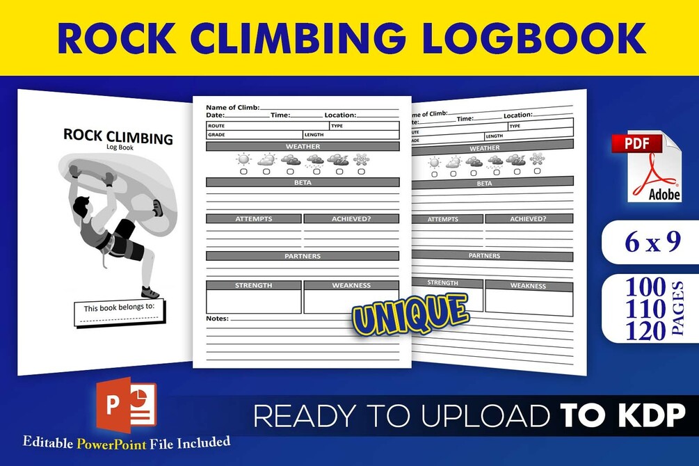 Rock Climbing Logbook | KDP Interior Template Ready to Upload