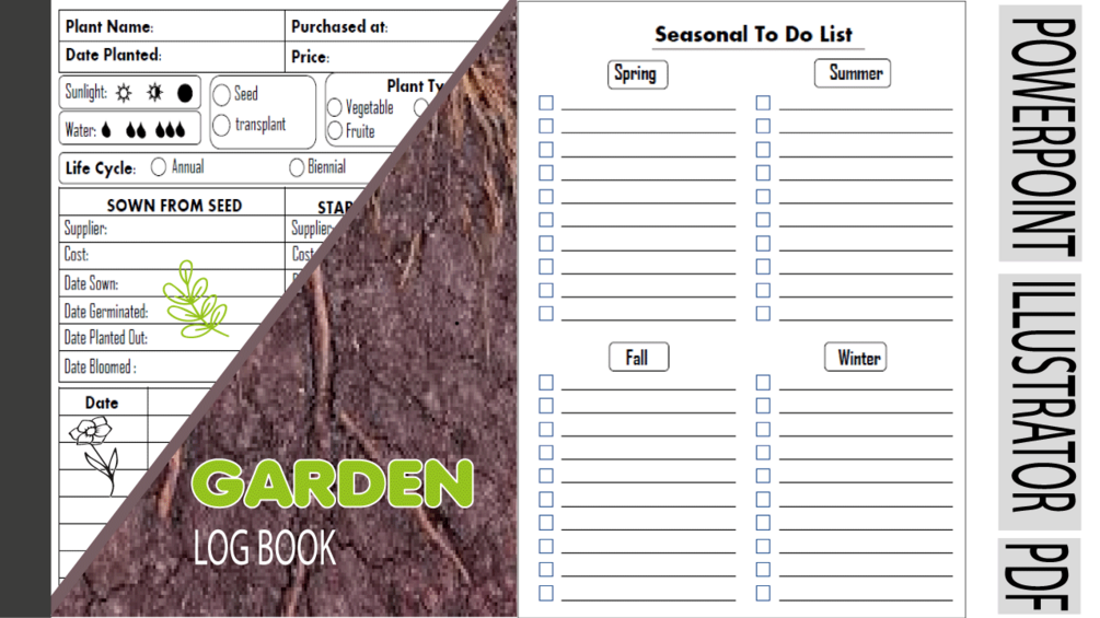 Garden Planner And Log Book PDF PPT IA FOR KDP Notebook Organizer