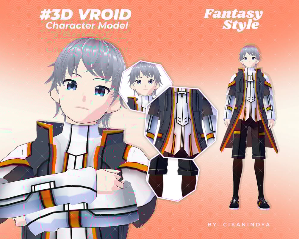 Futuristic 3D Vroid Character Anime Cyberpunk Male for Streamers - 3D ...