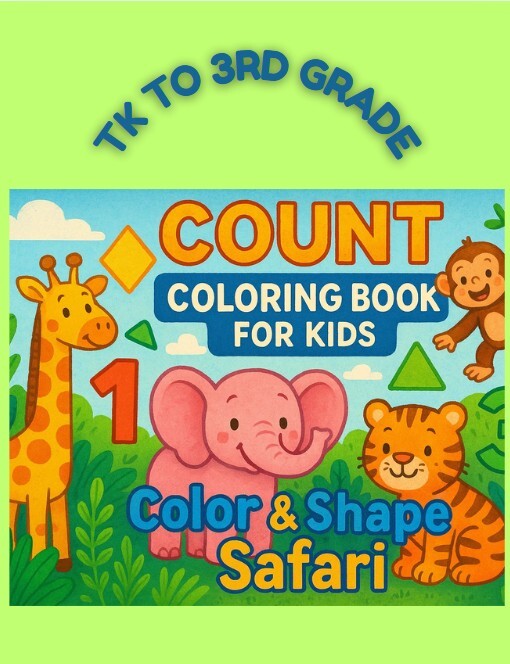 COUNT COLOR & SHAPE SAFARI BOOK- TK TO 3RD GRADE
