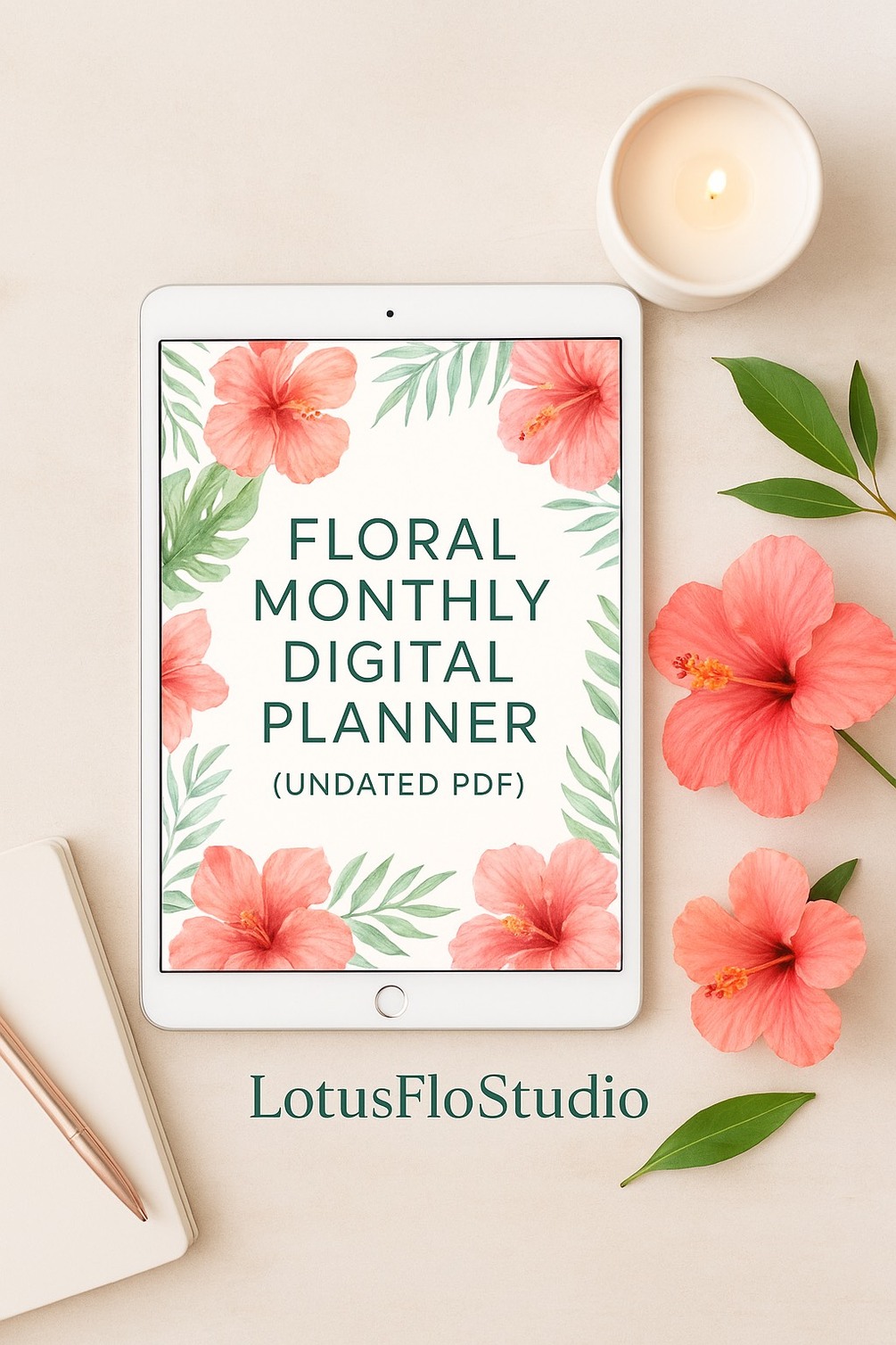 Floral Monthly Digital Planner (Undated PDF)