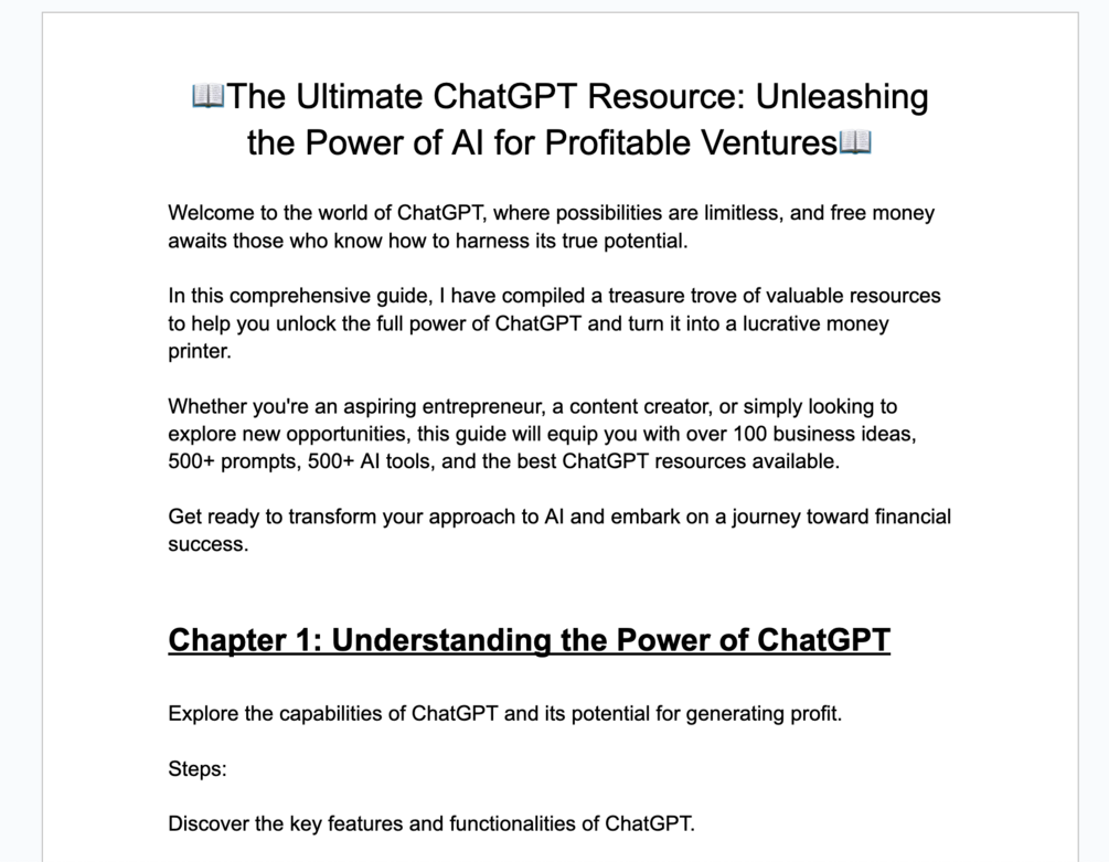 The Ultimate ChatGPT Resource: Unleashing the Power of AI for Profitable Ventures