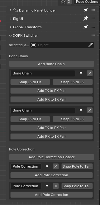 Blender IK FK Snapping Tool