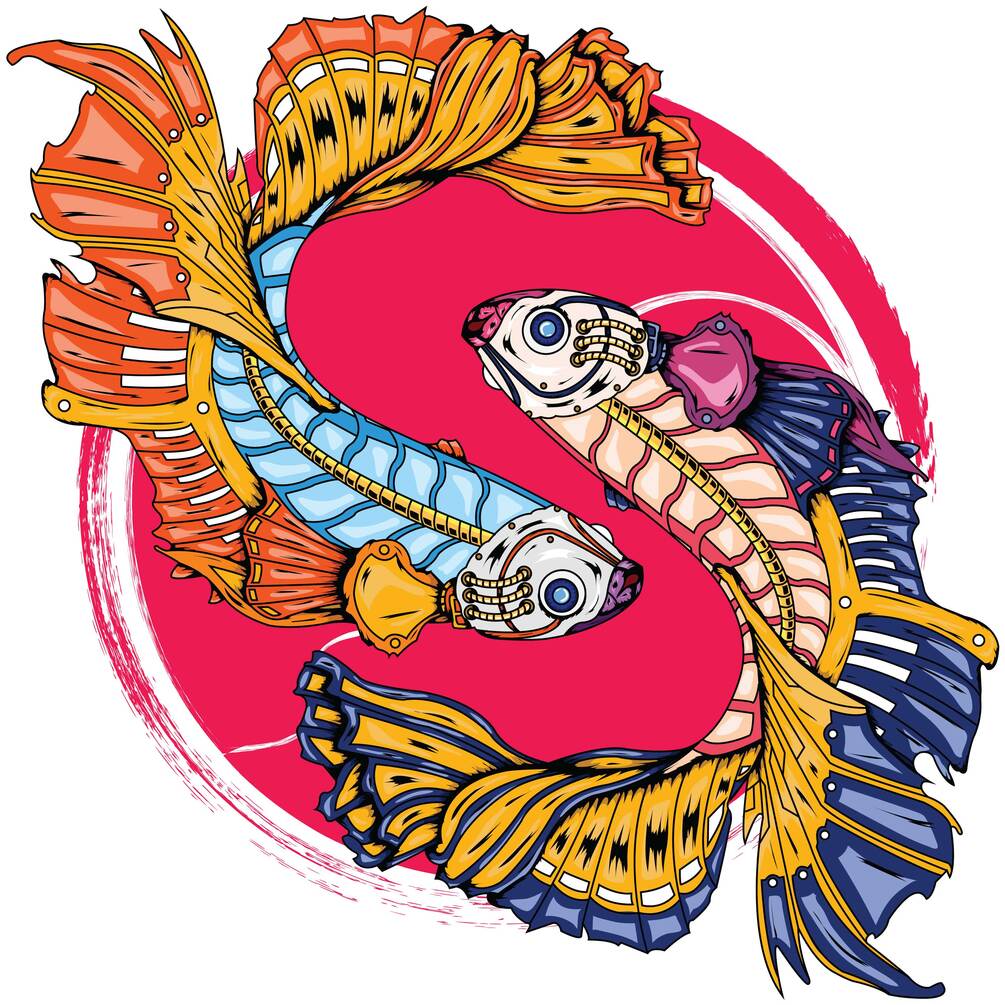 Cybernetic Koi Fish - Premium Digital Artwork