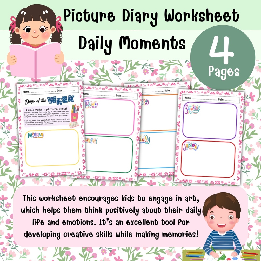 Picture Diary Worksheet - Daily Moments
