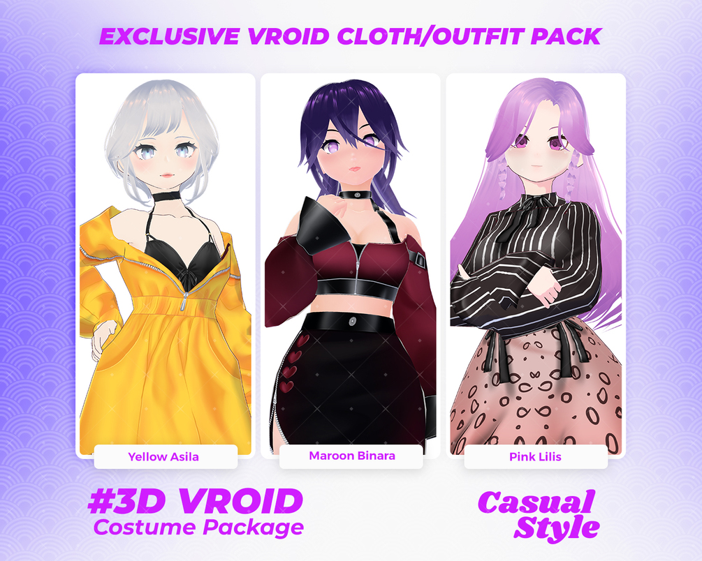 Attractive Casual VRoid Outfit Set - VRoid Clothing Pack, Avatar Style ...