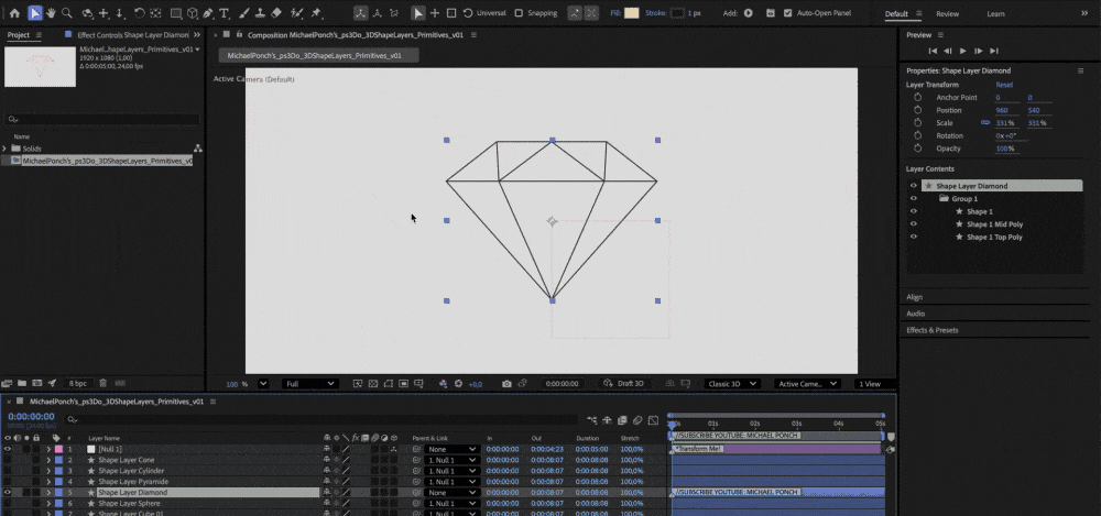 8+ Basic Pseudo-3D Shapes — 100% After Effects Shape Layers