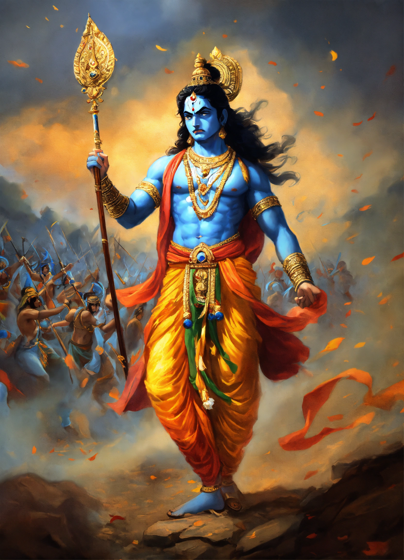 Goddess Krishna Angry In a WAR, fierceful