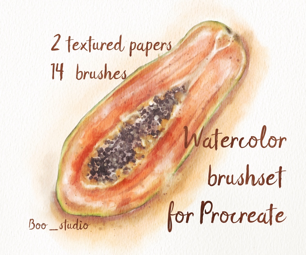 BooStudio Watercolor Brushset And 2 Textured Papers For Florals And