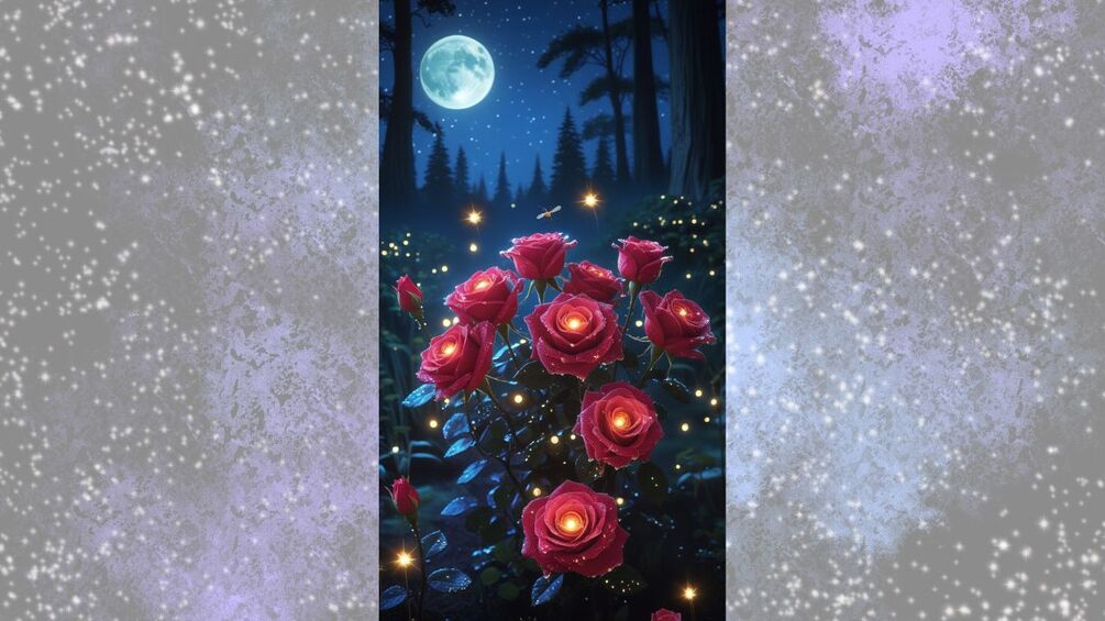 Enchanted Moonlit Roses Digital Art - Magical Floral Wallpaper