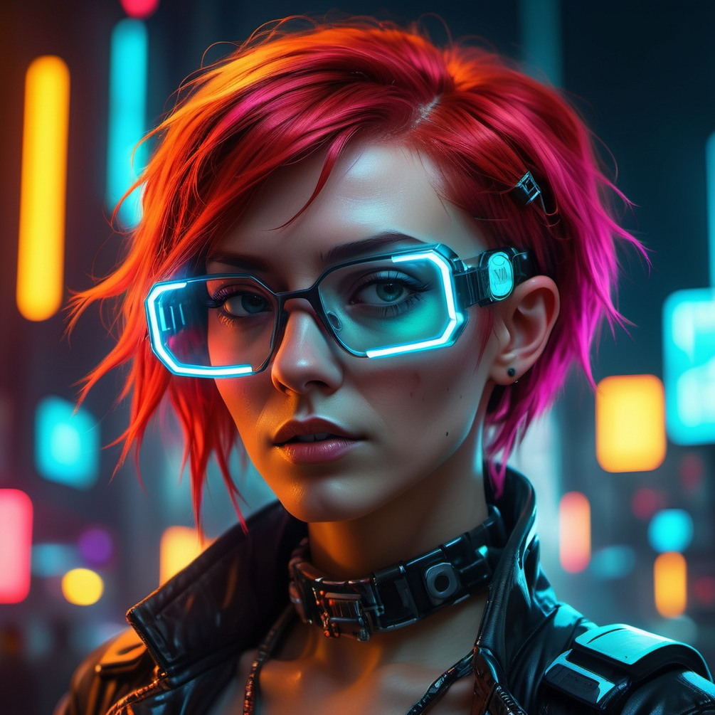 Al Avatars & Fantasy Portraits – Cyberpunk Girl in Blue Shades