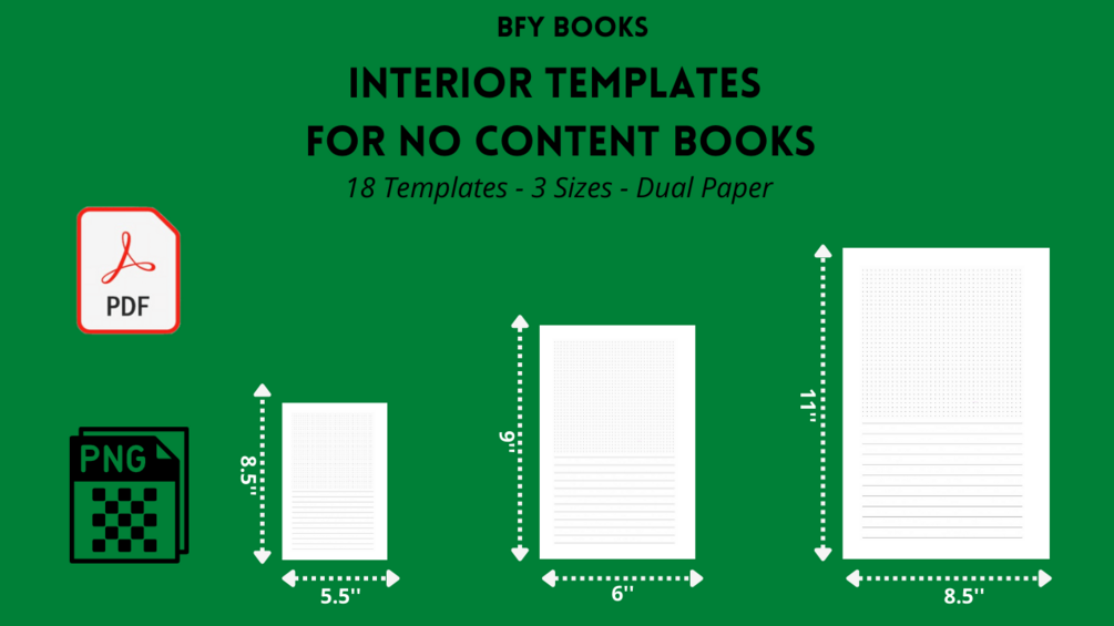 18 Templates - 3 Sizes - Dual Paper - No Content Book Interior ...