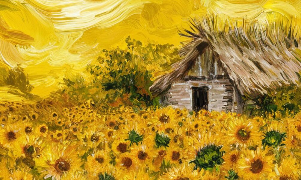 Full yellow color palette van gogh style painting painting