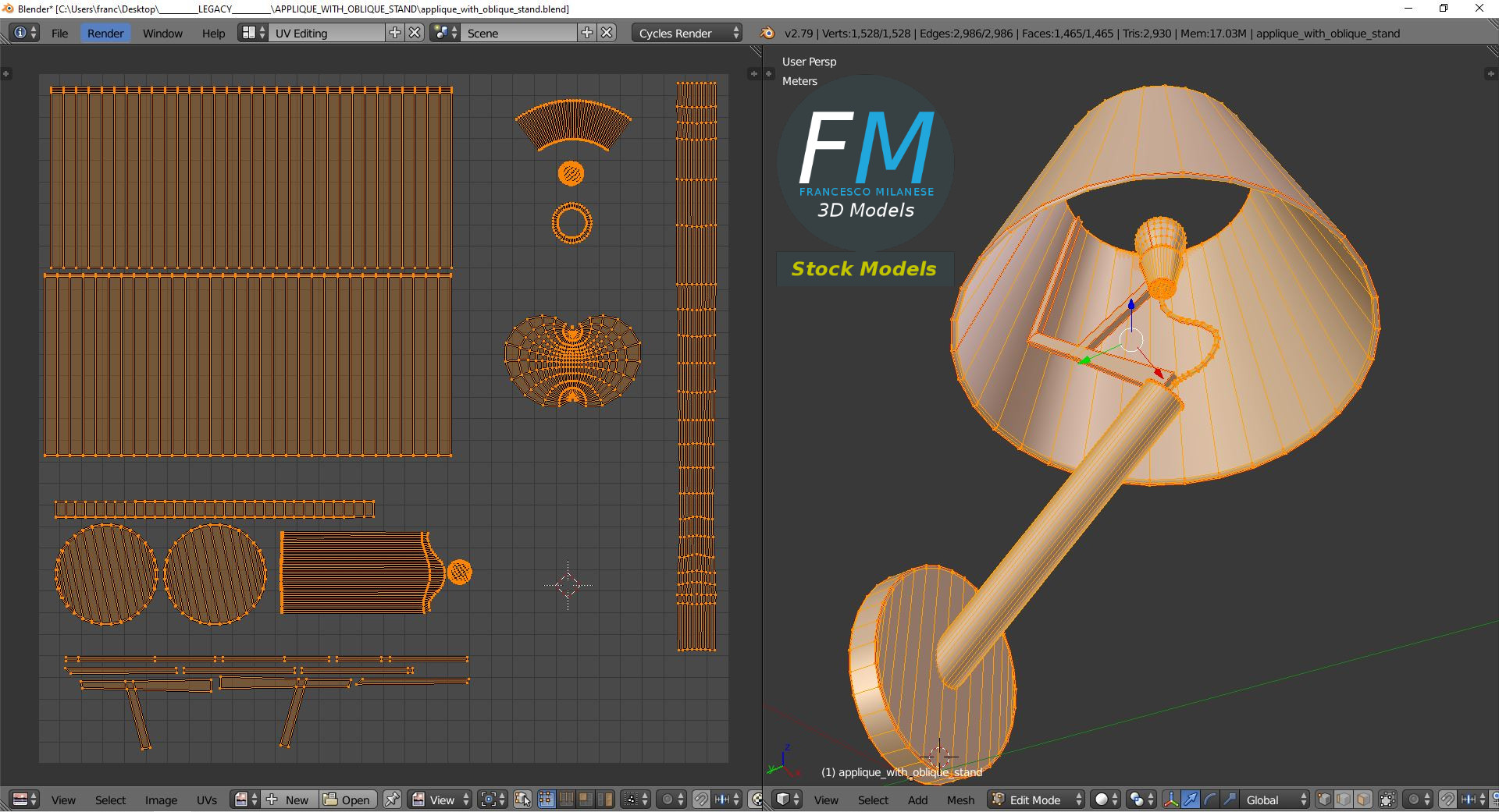 3D MODEL - Applique with oblique stand