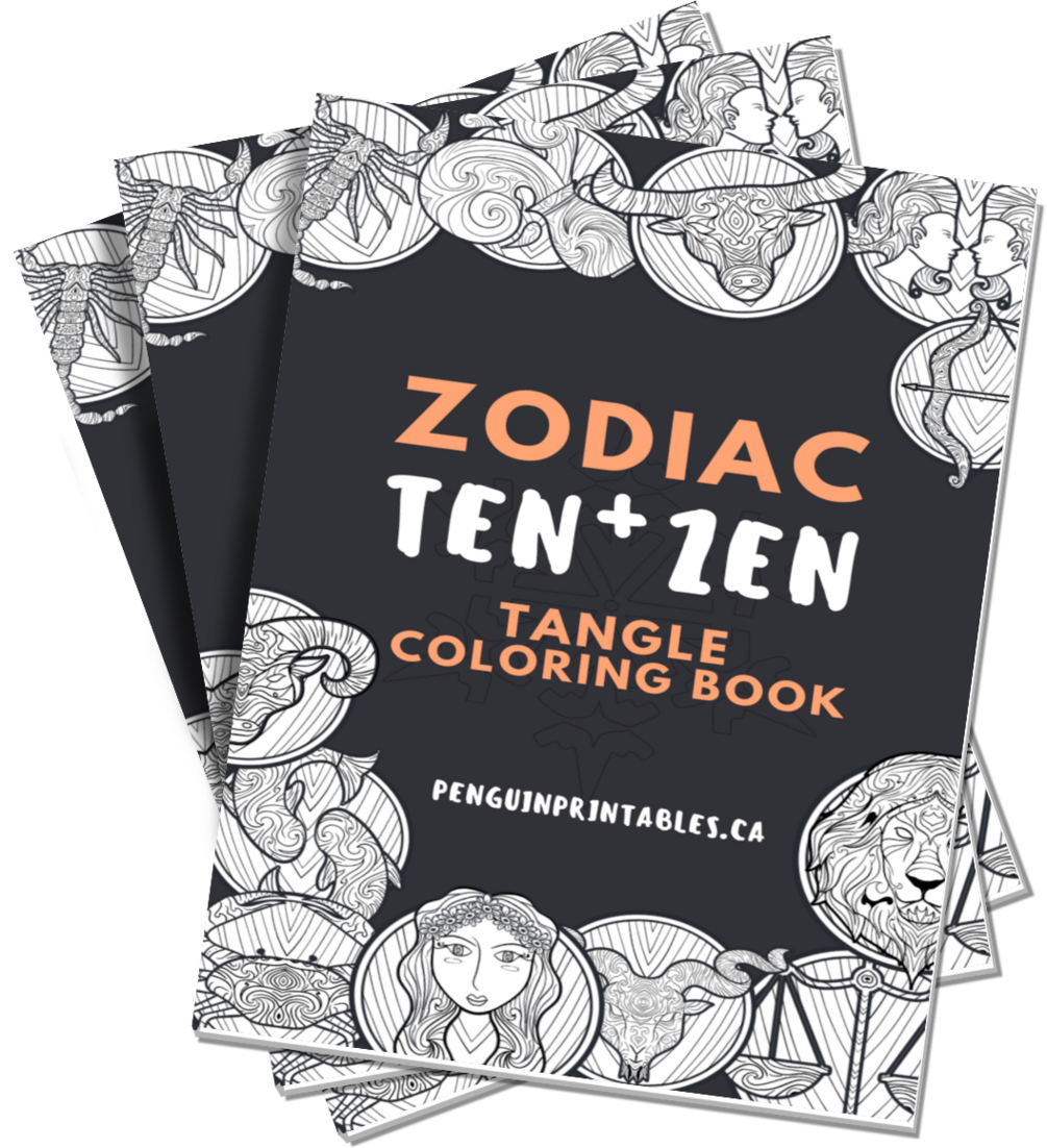 The Zodiac TEN ZEN tangle Coloring Book with all 12 astrological ...