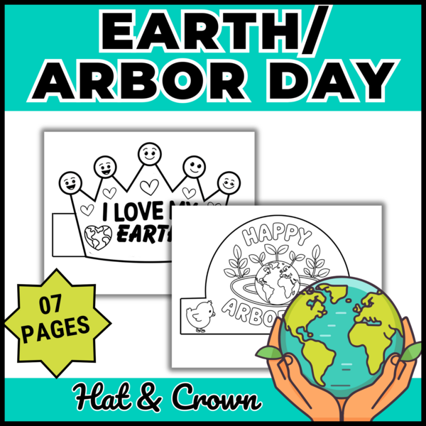 Earth Day Activities Bundle: Coloring/ Hat & Crown Template/ Protect ...