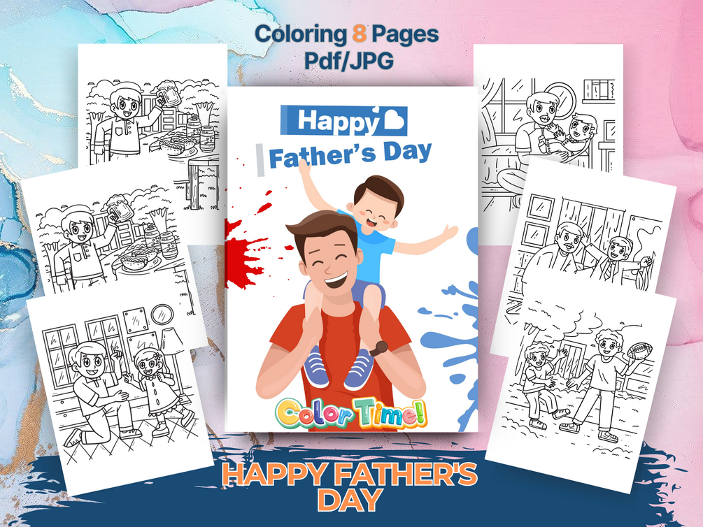 Happy Father Day Coloring Book | 8 Pages Printable Coloring Book for ...
