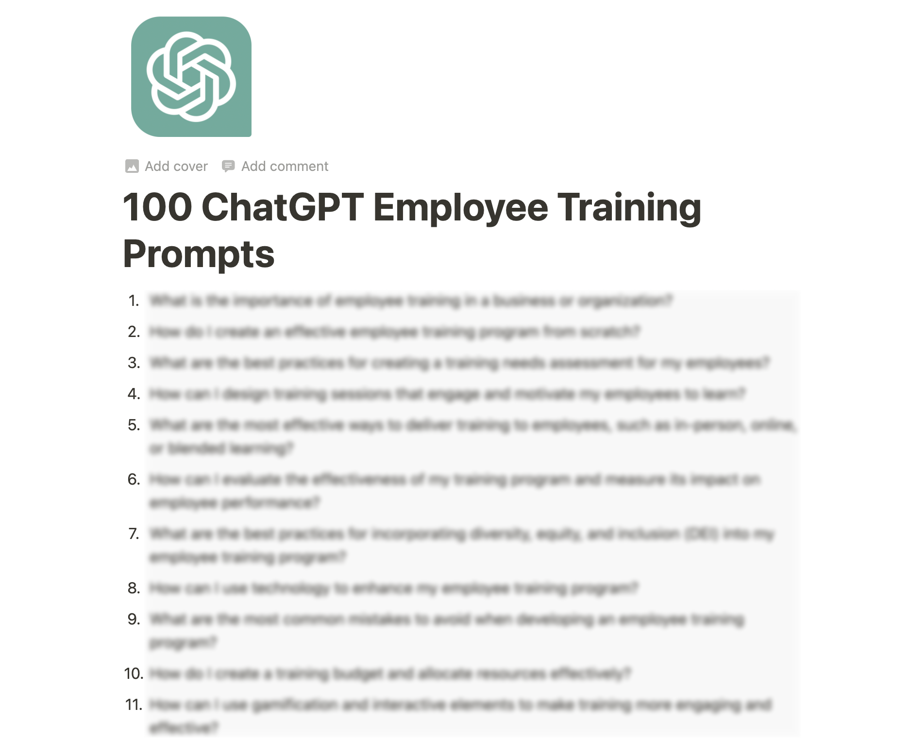 100 ChatGPT Employee Training Prompts